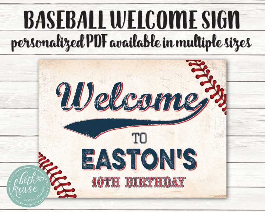 Baseball Welcome Sign PERSONALIZED Printable PDF File by Beth Kruse ...