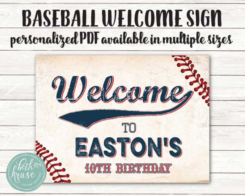 Baseball Welcome Sign PERSONALIZED Printable PDF File by Beth - Etsy