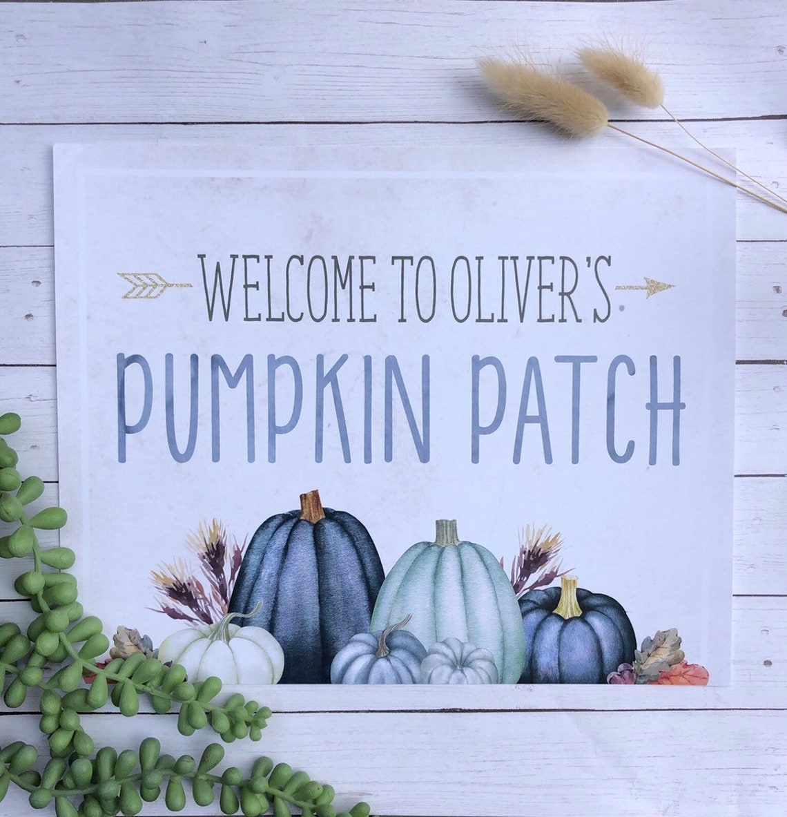 Pumpkin Patch Printable Welcome Sign Personalized blue | Etsy