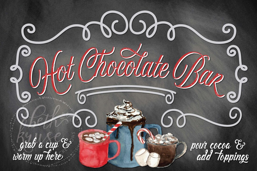 Hot Chocolate Bar 11x17 Sign -- Hot Cocoa Chalkboard Sign -- Instant ...
