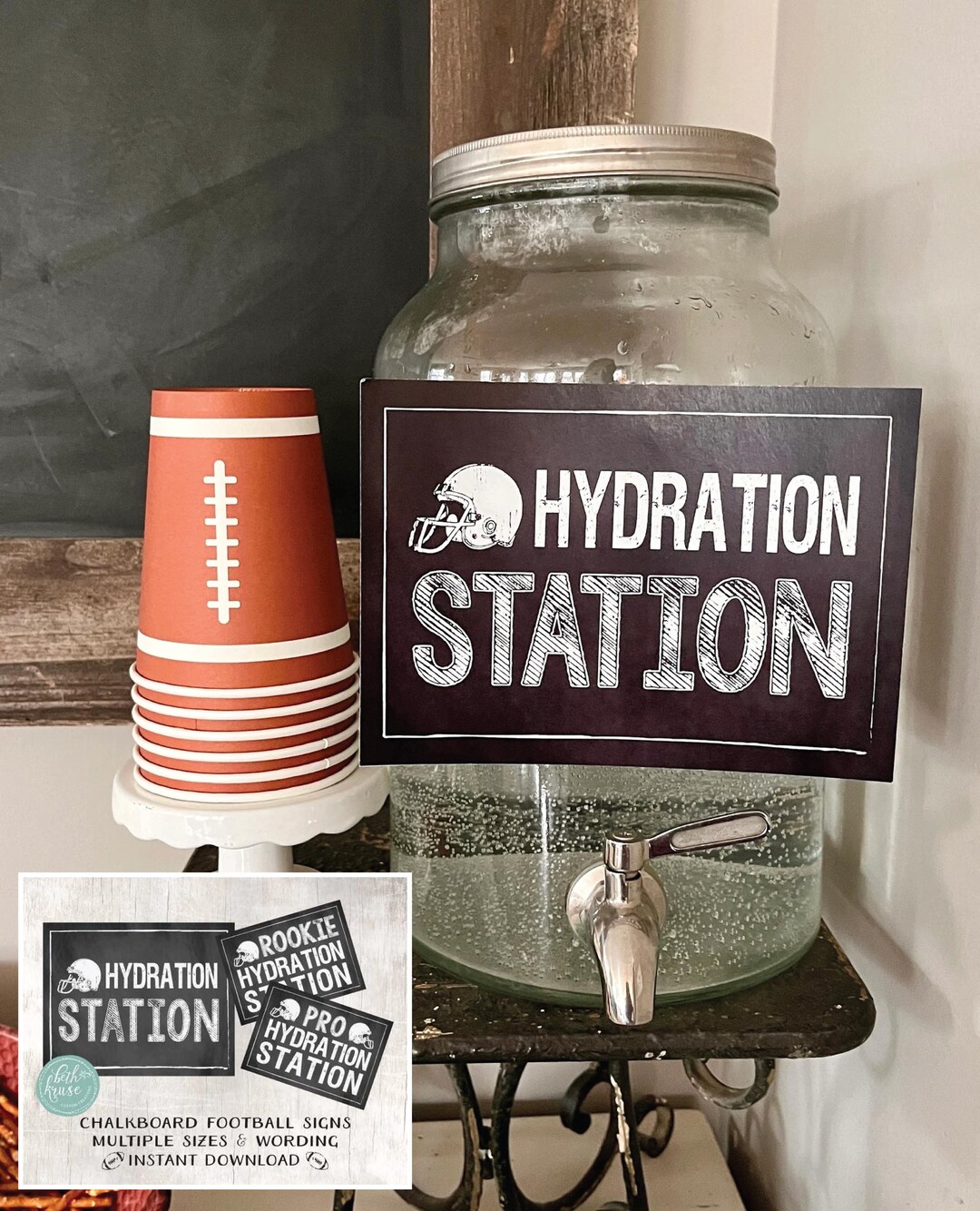 Football Hydration Station Sign: Chalkboard Concessions Decor (instant ...