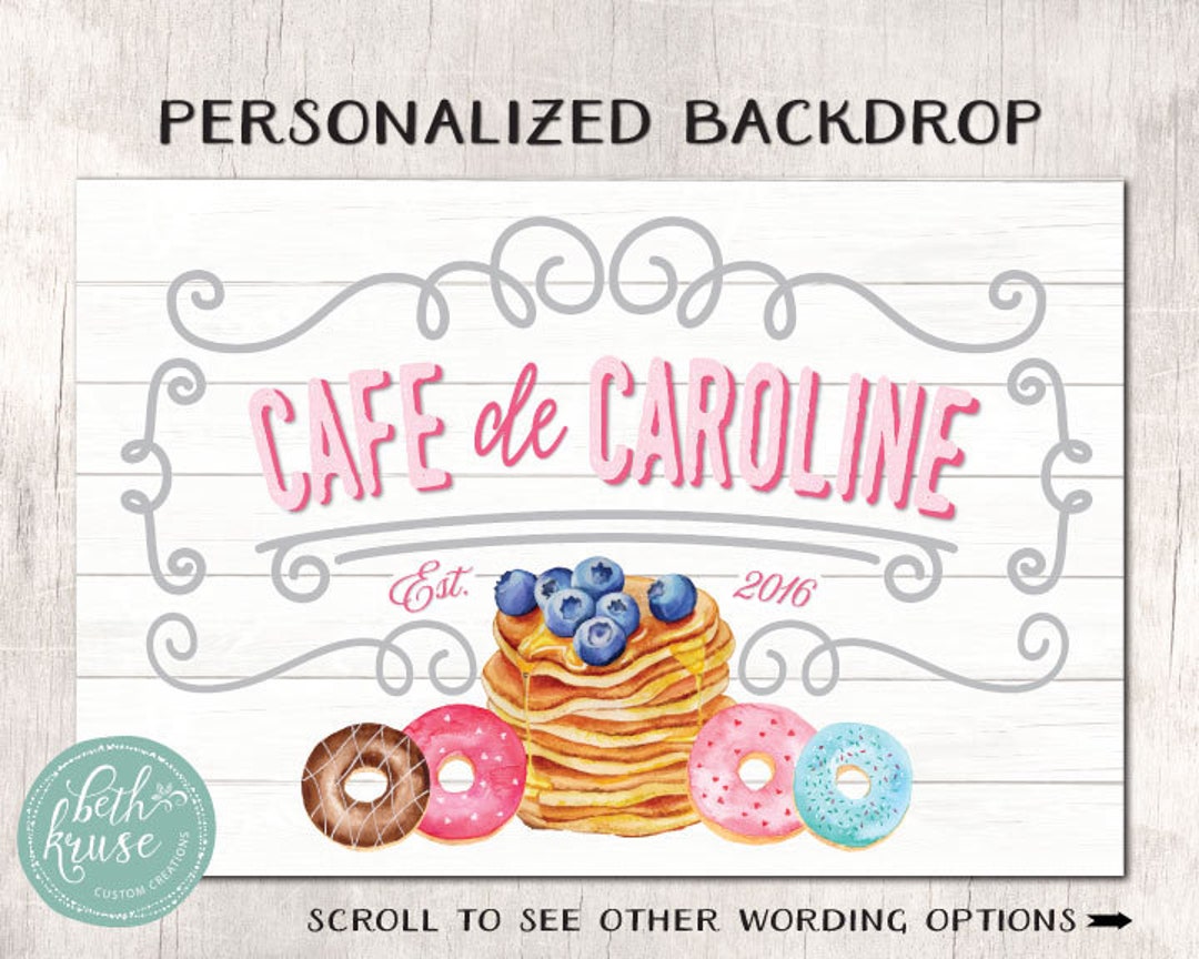 Breakfast Party Backdrop - Personalized Cafe Sign - Printable PDF ...