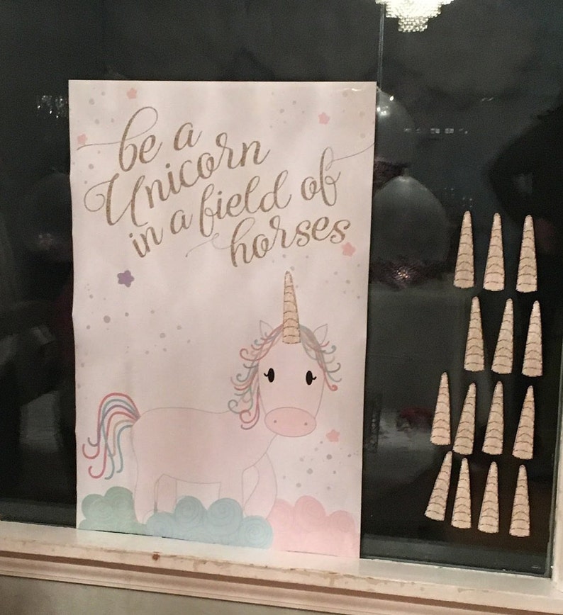 Unicorn Party Game Pin the Horn on the Unicorn Printable - Etsy