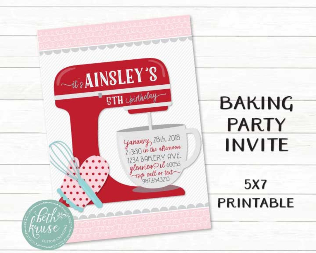 Baking Party Printable Invite --- by Beth Kruse Custom Creations - Etsy