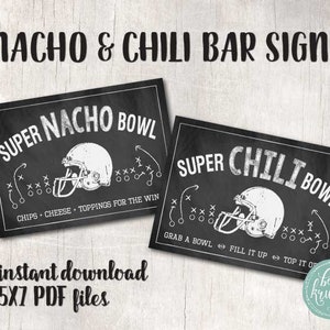 Football Nacho Bar Super Bowl Sign Chalkboard Printable PDF Sign ...