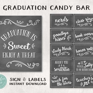 Graduation Candy Bar Chalkboard Package -- Sweet Table -- INSTANT ...