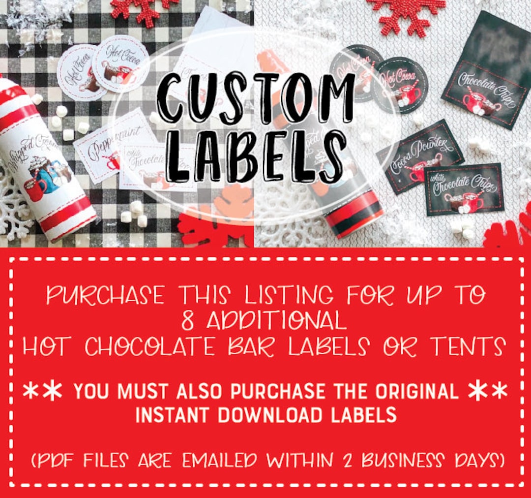 Hot Chocolate Bar Labels CUSTOM Printable Toppings Labels and Cup ...
