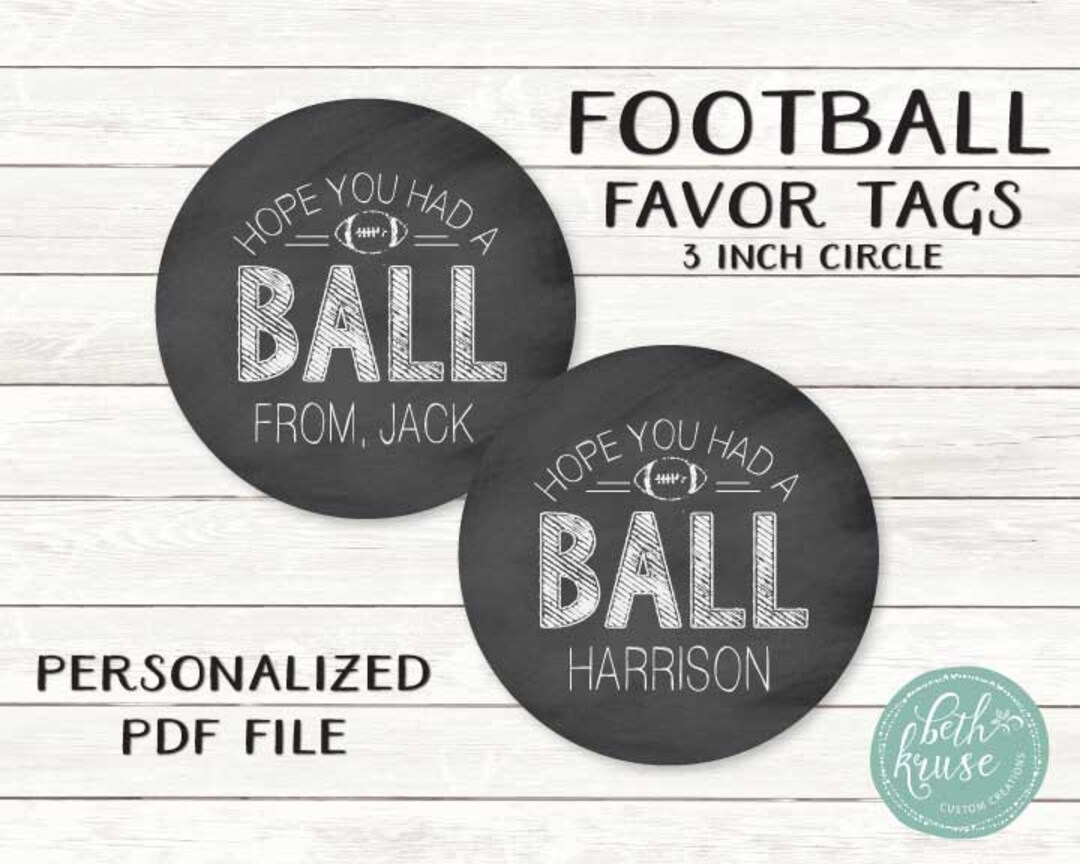 Football Favor Tag -- Personalized Chalkboard Design by Beth Kruse ...