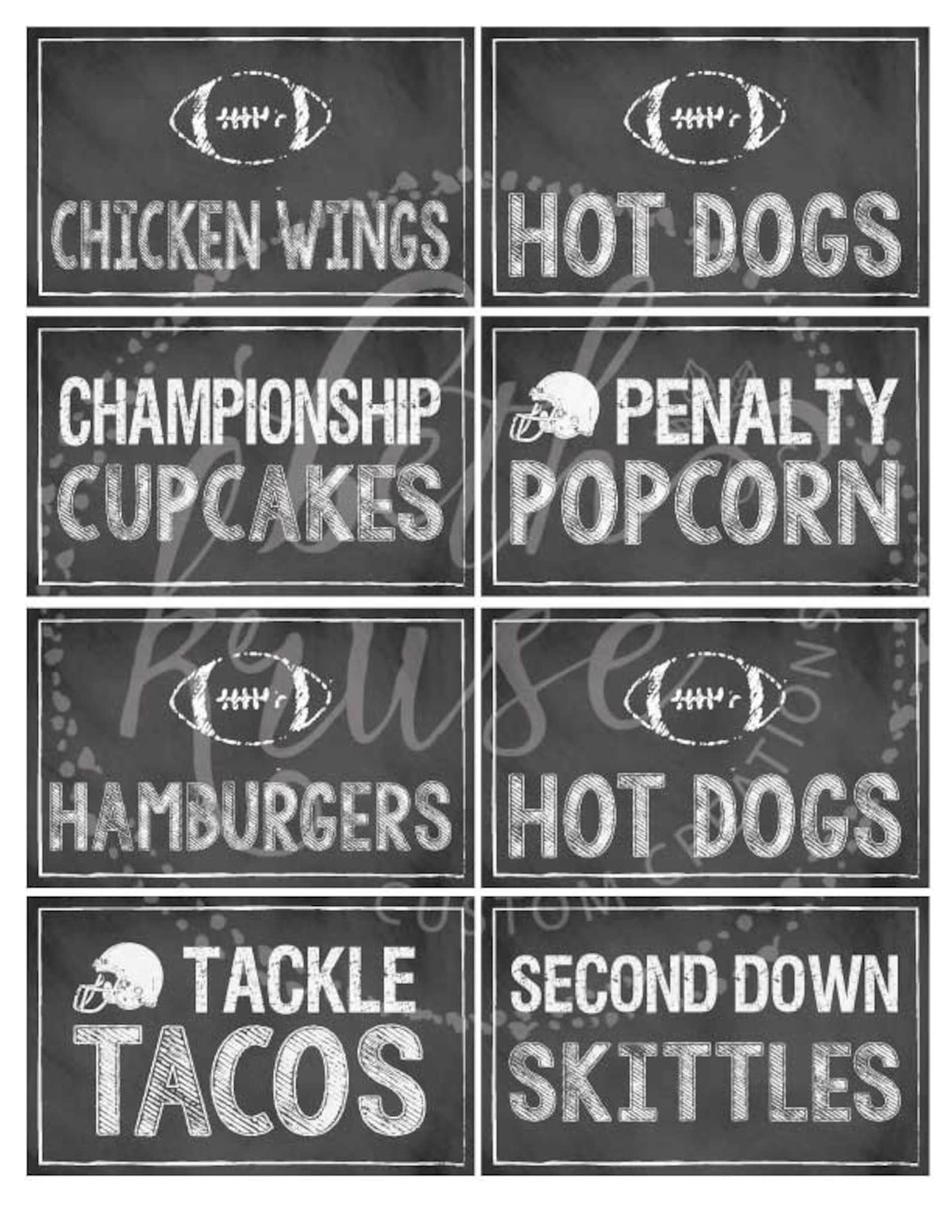 Football Printable Food Labels Chalkboard Style - Etsy