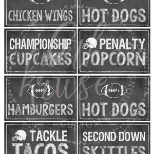 Football -- Printable Food Labels -- Chalkboard Style --- Customized ...