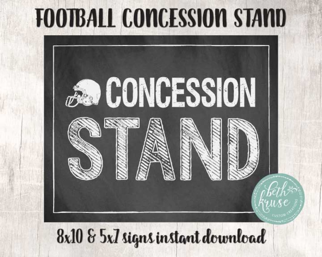 Football Concession Stand Sign: Chalkboard Style, Printable PDF (8x10 ...