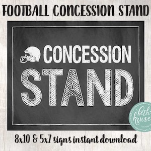 Football Concession Stand Sign: Chalkboard Style, Printable PDF (8x10 ...