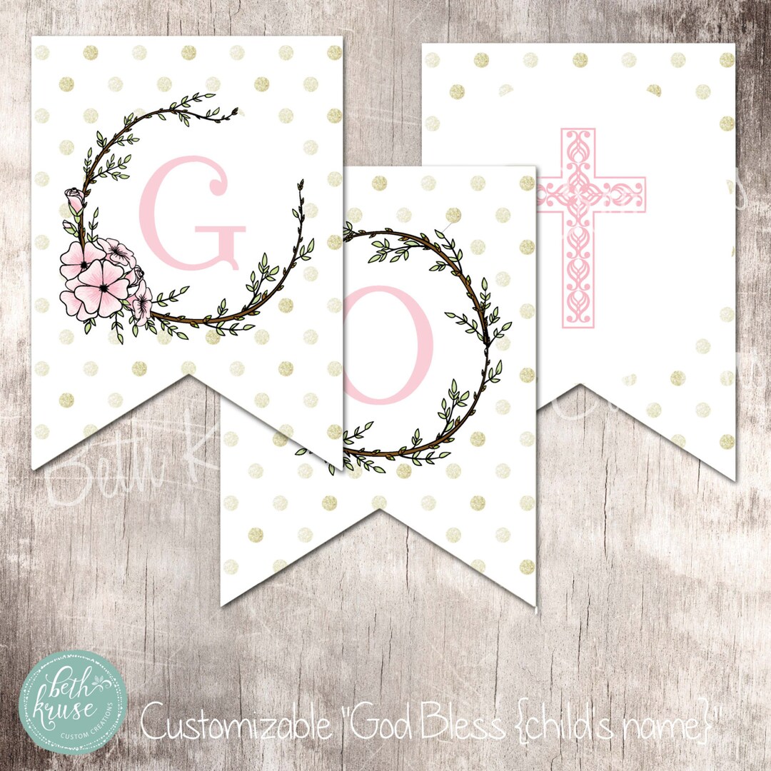 First Communion "god Bless" Printable PDF Banner {customizable With ...