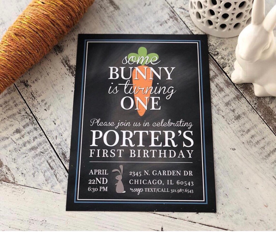 Bunny Party Favor Tags Somebunny is One Chalkboard - Etsy