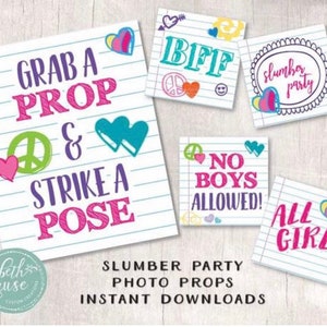 Sleepover Backdrop - Slumber Party Sign - Tween Girl INSTANT DOWNLOAD ...