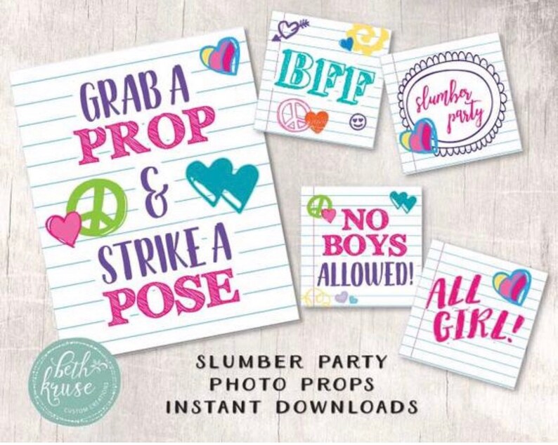 Sleepover Backdrop Slumber Party Sign Tween Girl INSTANT | Etsy