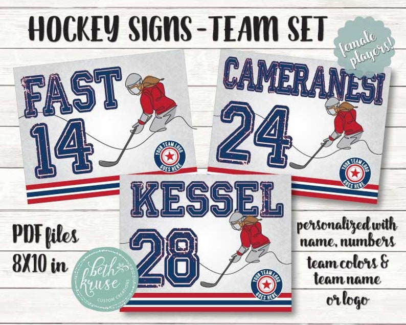 Personalized Hockey Team Signs: Custom Colors, Player Name (PDF) - Etsy