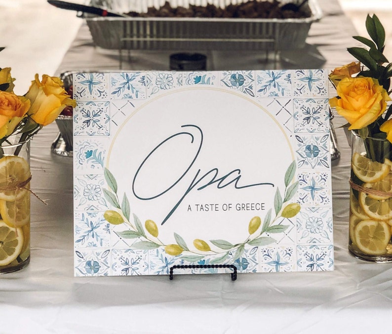 Greek Food Table Sign 11x14 Greek Shower Opa Greece - Etsy