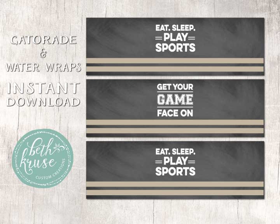 Sports Drink Wraps Game Face INSTANT DOWNLOAD by Beth Kruse Custom ...