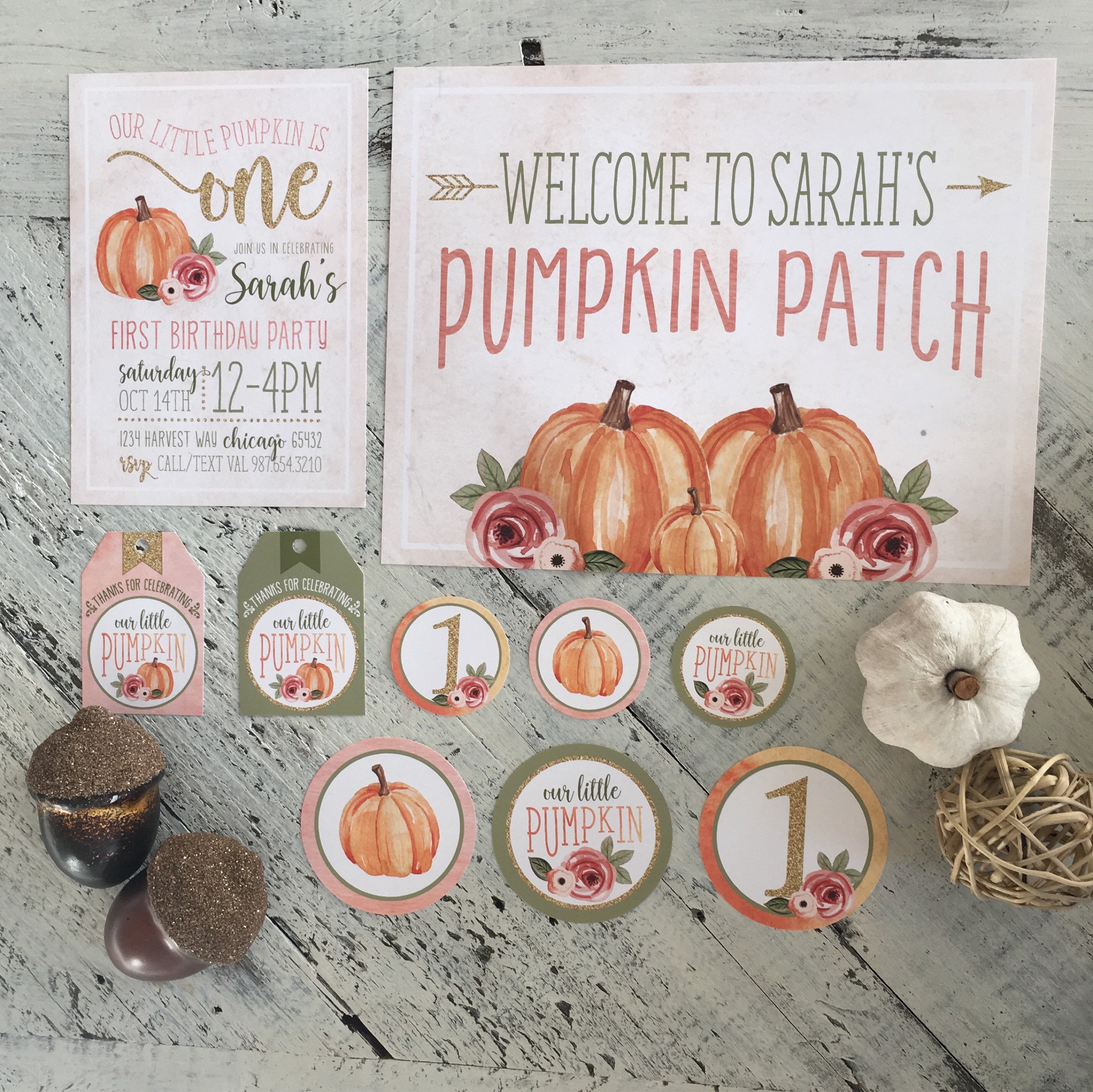 Pumpkin Patch Centerpiece Signs-- Watercolor --- Our Little Pumpkin ...