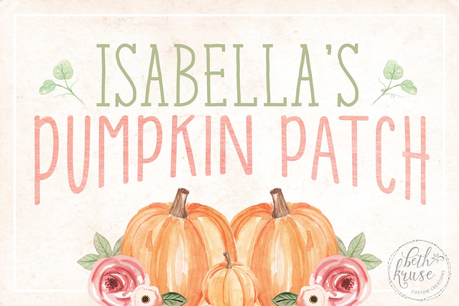 Personalized Pumpkin Patch Backdrop: Watercolor Printable (PDF File) - Etsy