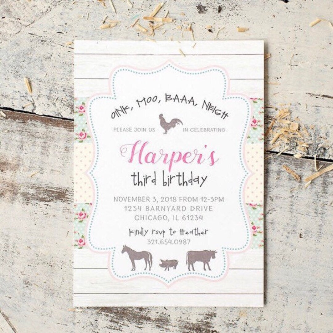 Farm --- Shabby Chic --- Barnyard --- Printable Invite --- by Beth ...