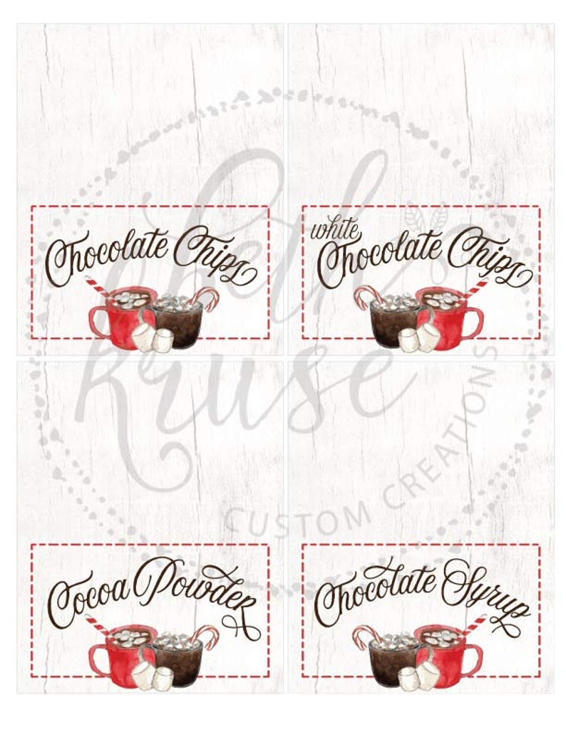 Hot Chocolate Bar Printable Labels: Toppings & Cups (PDF Download) - Etsy