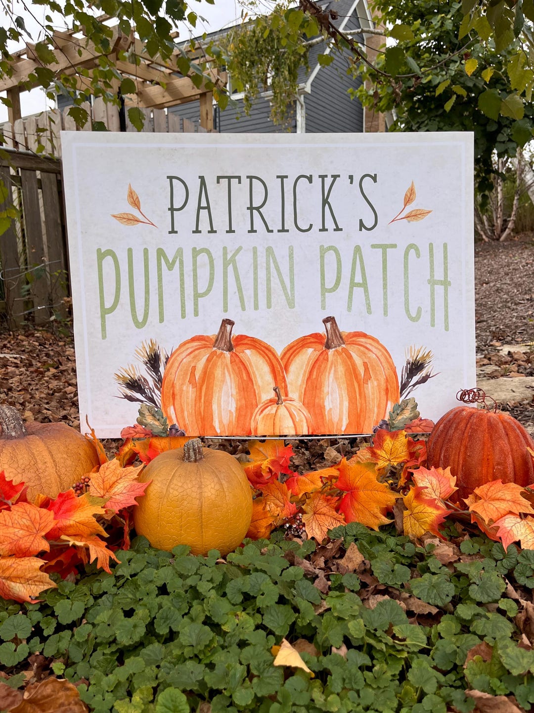 Personalized Pumpkin Patch Sign: Watercolor Printable Backdrop (printed ...