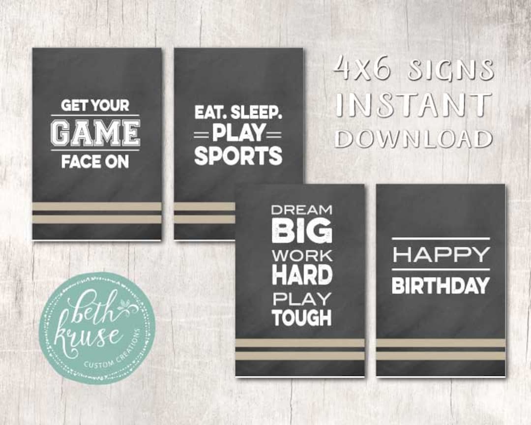 Sports Party Signs - Game Face - INSTANT DOWNLOAD by Beth Kruse Custom ...