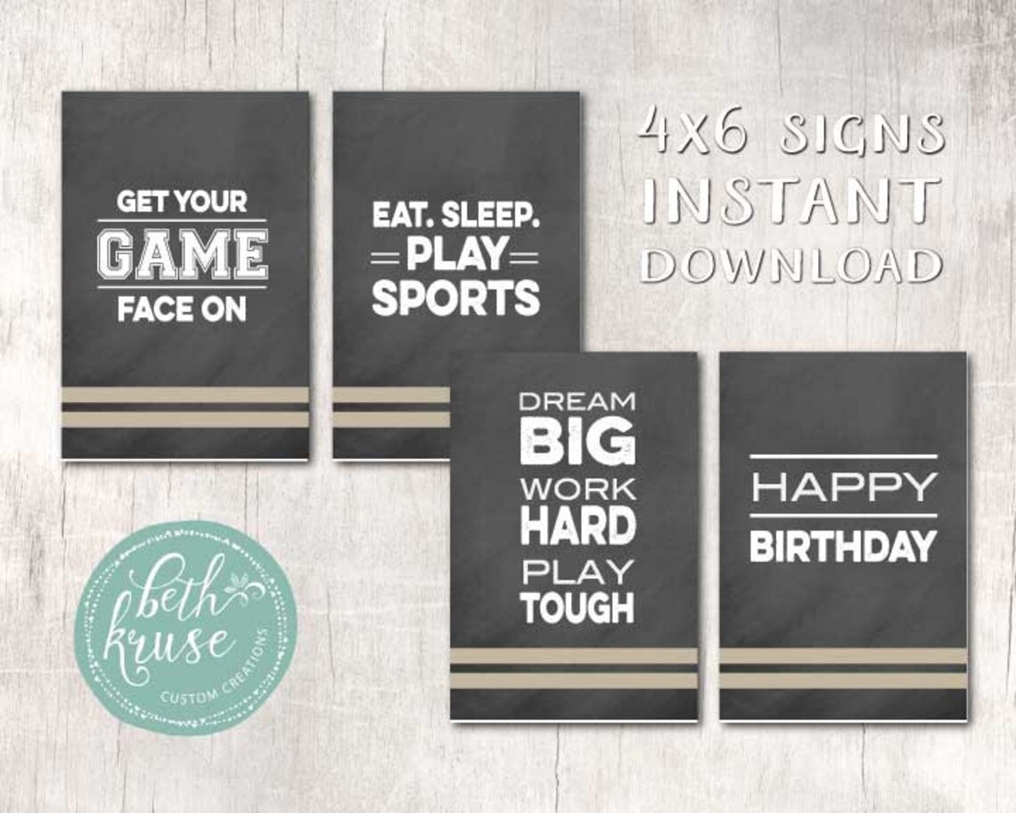 Sports Party Signs Game Face INSTANT DOWNLOAD by Beth - Etsy