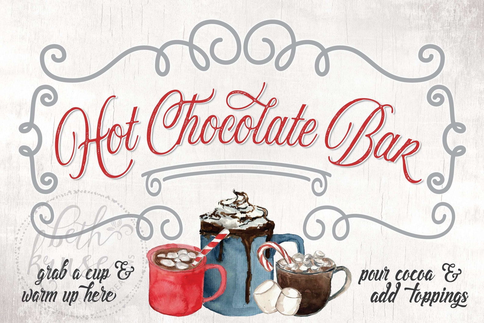 Hot Chocolate Bar 11x17 Sign Hot Cocoa Bar Sign Instant - Etsy