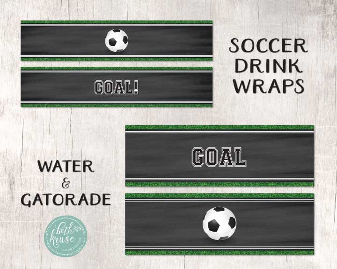 Soccer Drink Wraps -- Printable Water Wrap -- Printable Sports Drink ...