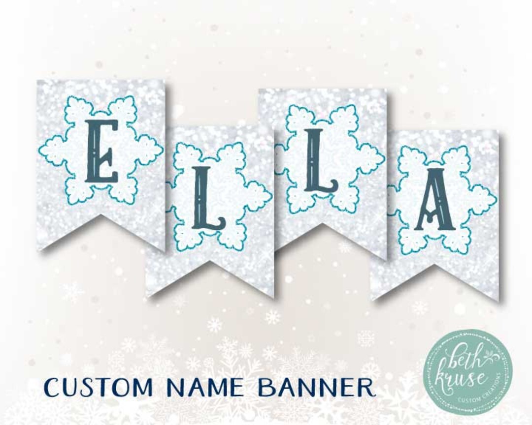 Frozen Snow Custom Name Banner by Beth Kruse Custom Creations - Etsy