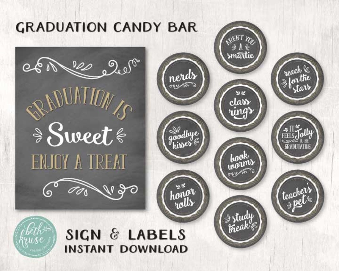 Graduation Candy Bar Chalkboard Package INSTANT DOWNLOAD by - Etsy