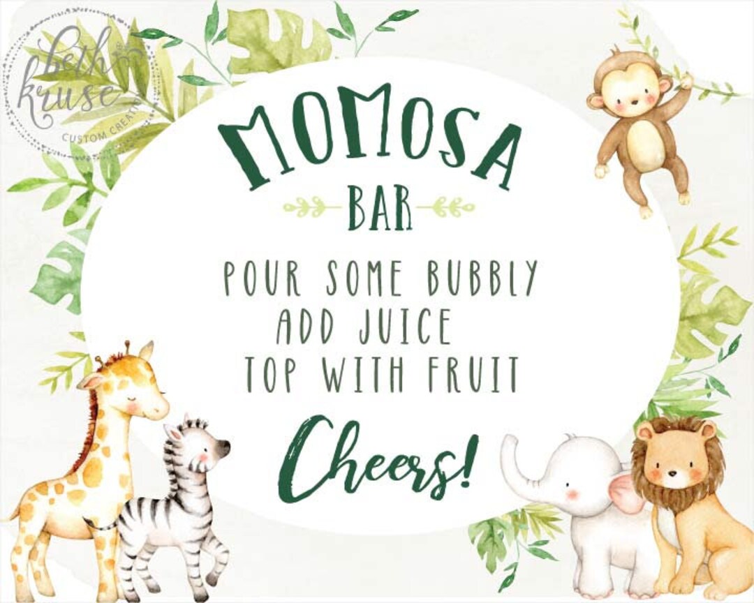 Safari Baby Shower Mimosa Bar Package - Zoo Animals - Jungle - Lion ...