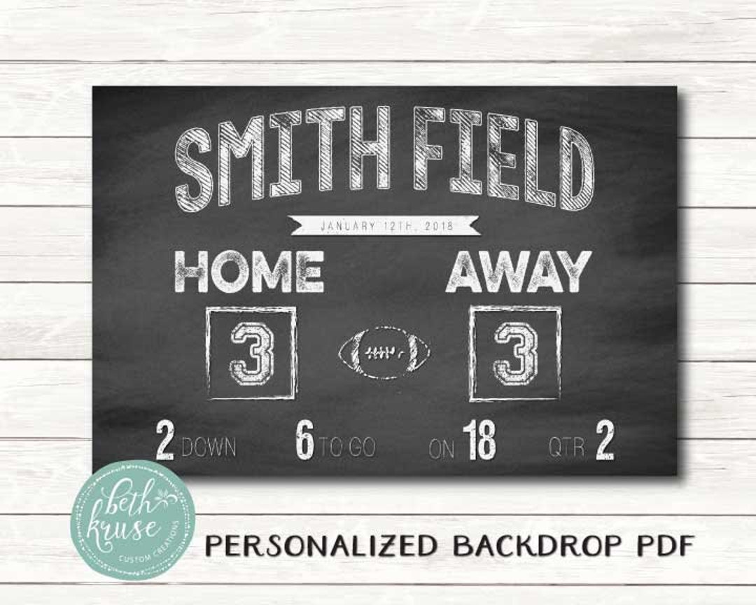 Scoreboard Football Backdrop -- Customized Printable PDF File -- Click ...