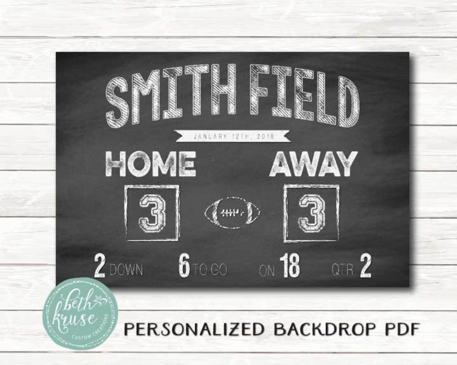 Scoreboard Football Backdrop Customized Printable PDF File | Etsy