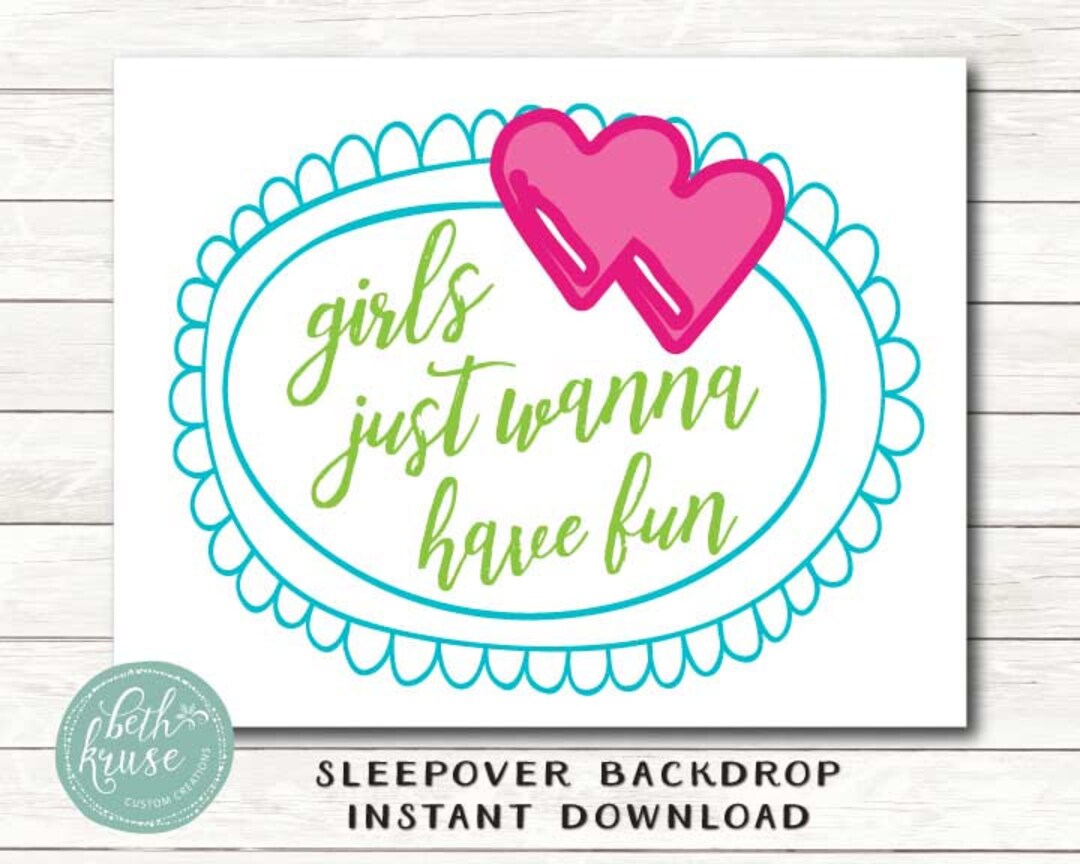 Sleepover Backdrop - Slumber Party Sign - Tween Girl INSTANT DOWNLOAD ...