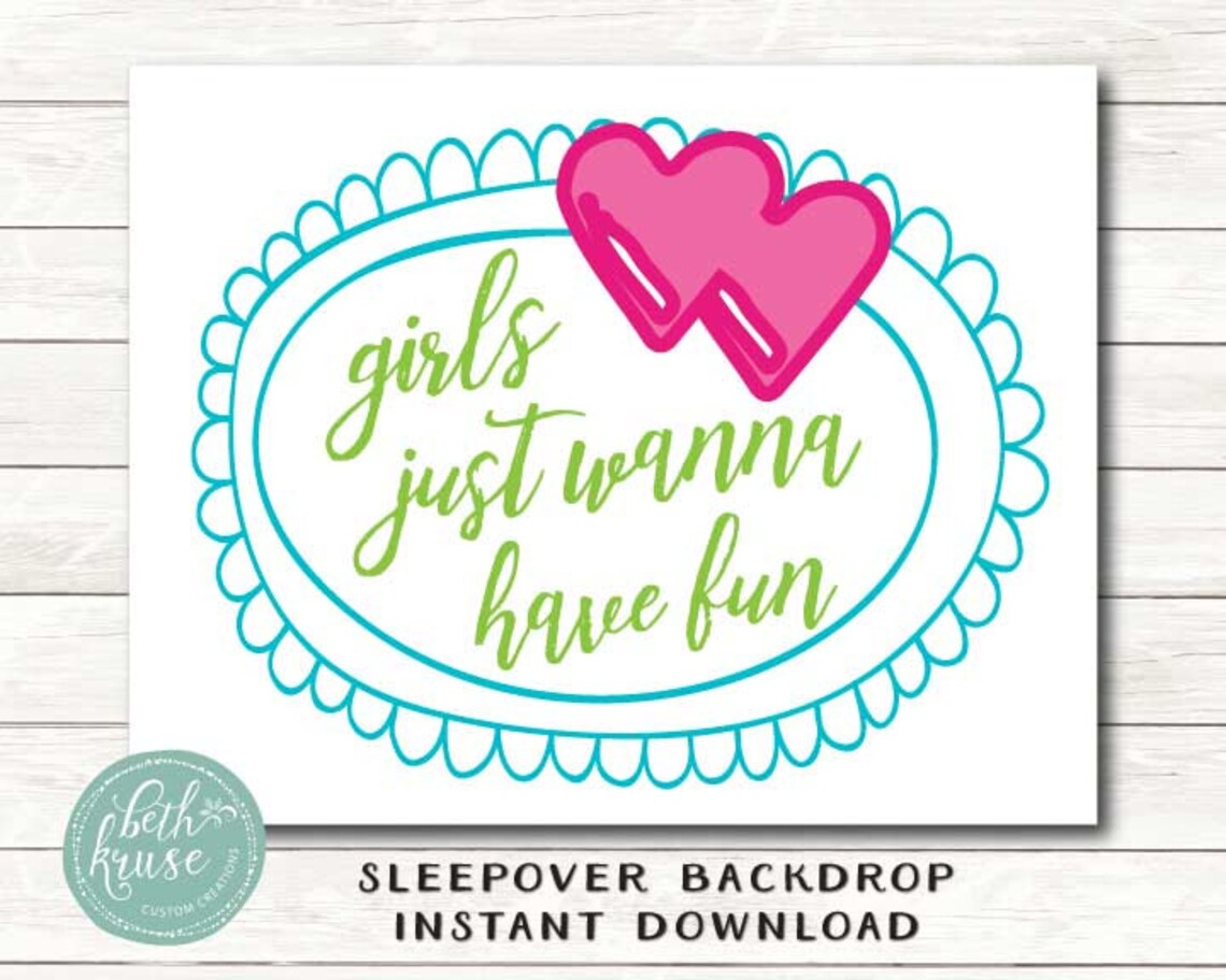 Sleepover Backdrop Slumber Party Sign Tween Girl INSTANT | Etsy