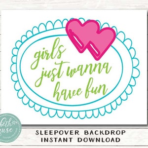 Sleepover Backdrop - Slumber Party Sign - Tween Girl INSTANT DOWNLOAD ...
