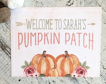 Pumpkin Patch Printable Welcome Sign Personalized blue | Etsy