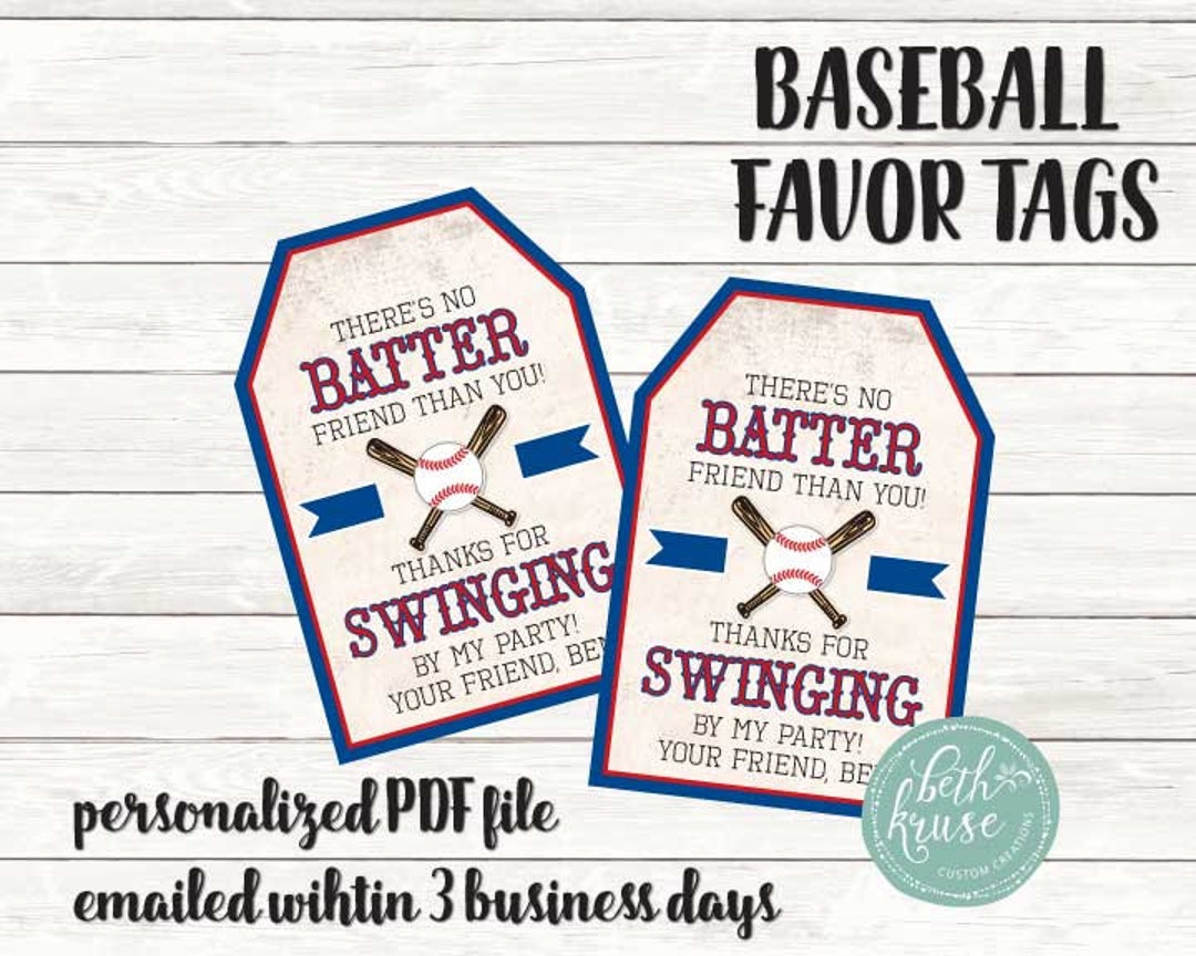 Baseball Favor Tags PERSONALIZED by Beth Kruse Custom Creations - Etsy