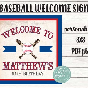 Baseball Welcome Sign PERSONALIZED Printable PDF File by Beth Kruse ...