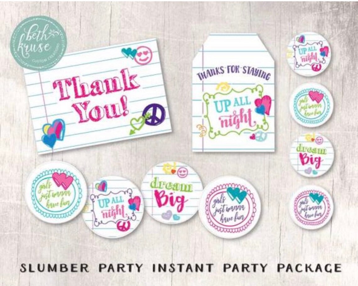 Sleepover Backdrop Slumber Party Sign Tween Girl INSTANT | Etsy