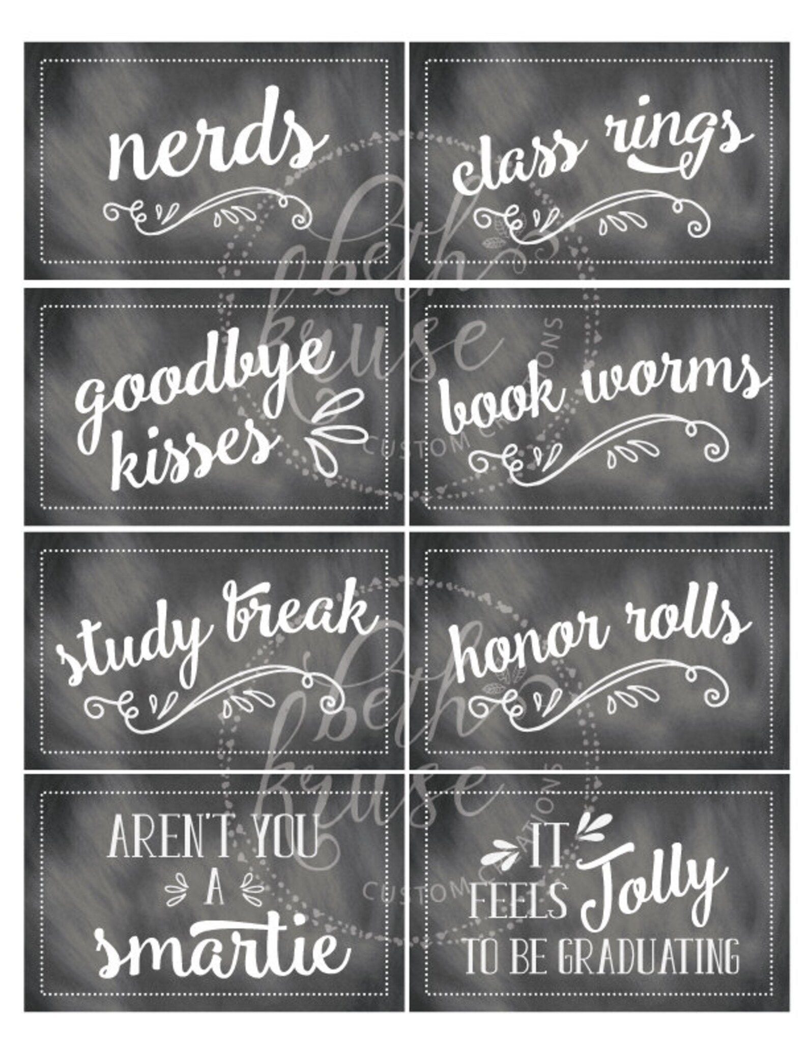 Graduation Candy Bar Chalkboard Package -- Sweet Table -- INSTANT ...