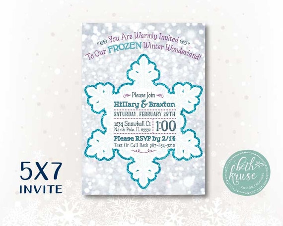 Frozen Snow Invitation Winter Onederland Invite by Beth | Etsy
