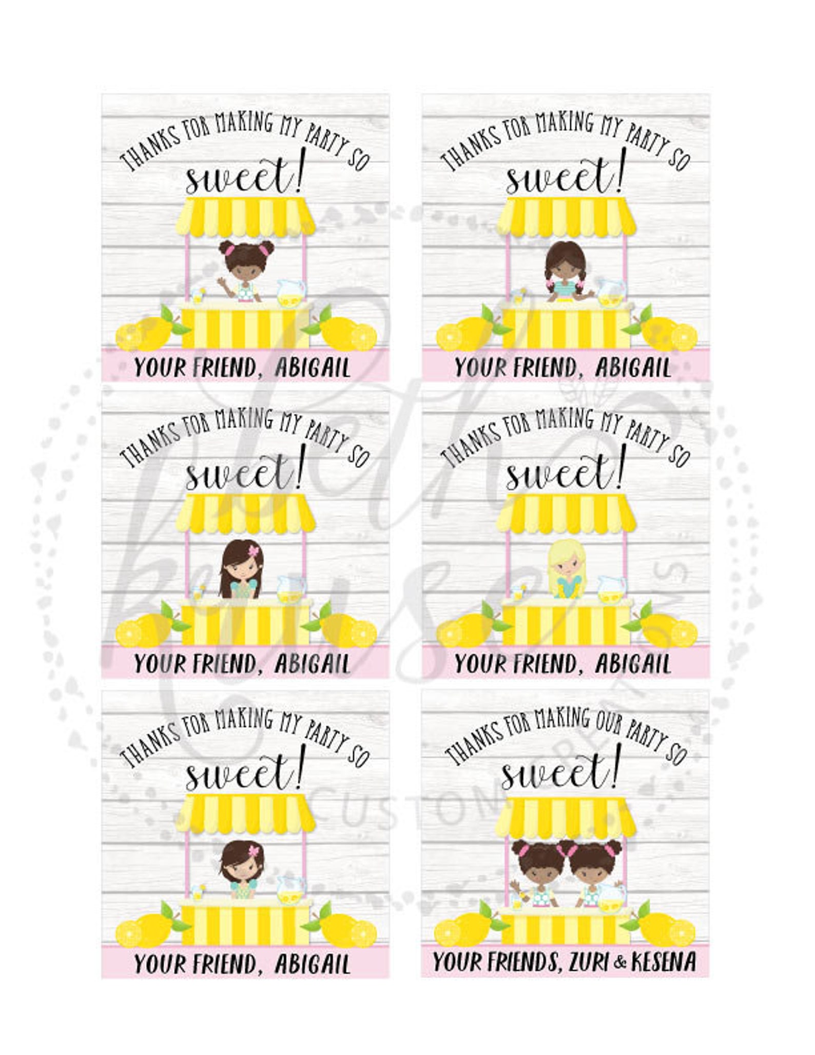 Lemonade Stand Favor Tags Personalized With Custom Look a - Etsy