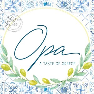 Greek Food Table Sign 11x14 - Greek Shower - Opa! - Greece - Blue Tile ...