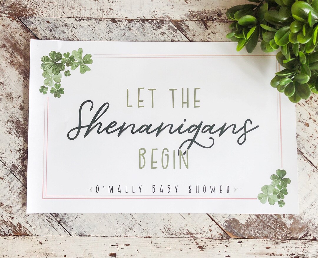 Irish Baby Shower Welcome Sign: Shenanigans Theme (digital PDF) - Etsy