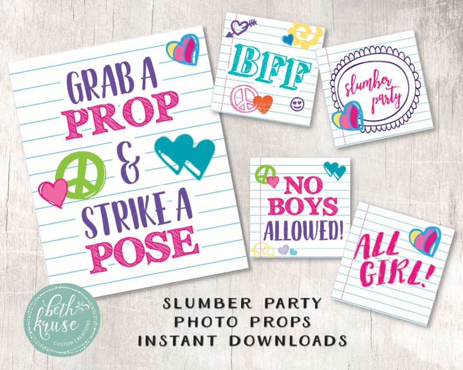 Photo Props Slumber Party Props Tween Girl Photos Booth | Etsy